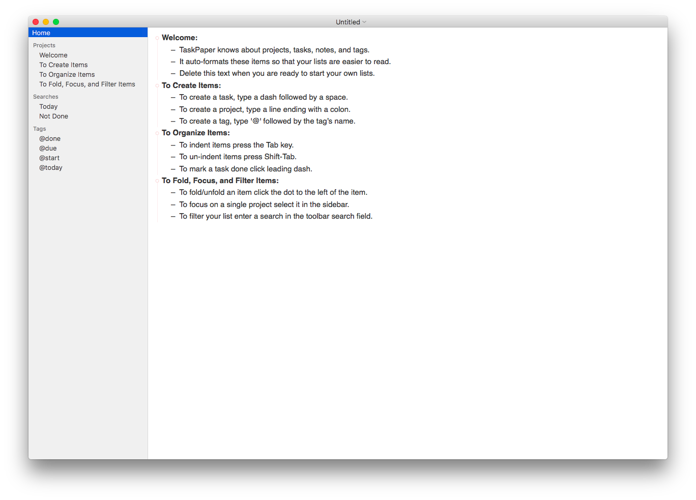 TaskPaper 3: outliner minimalista per organizzare idee e to do list